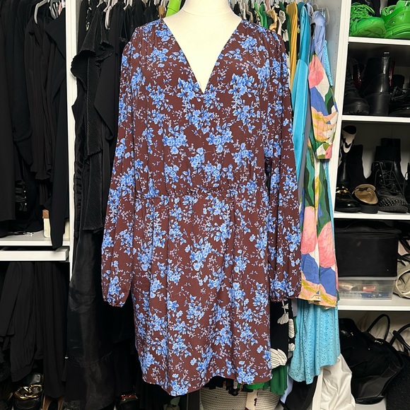 ASOS Curve | Dresses | Asos Violet Maroon Floral Puff Sleeve Midi Dress ...
